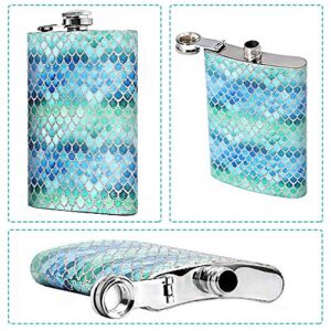 Mermaid 8oz hip stainless steel flask whith flasks for liquor for women,whiskey flask for women,Great Gift Idea Flask (Dream blue)