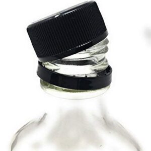 200 ml (6.6 oz) Glass Flask Liquor Bottle with Black Caps (12 Pack)