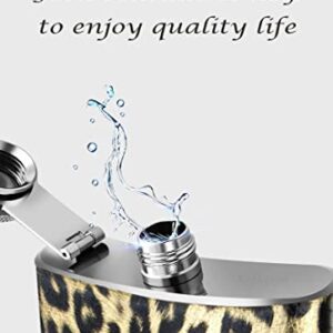 Liquor-Flasks for Women - Stainless-Steel Cute Print-Leopard Liquor-Flasks Leak-Proof with Funnel Set 7 OZ (Leopard)