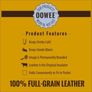 Oowee Products | Compass Leather Wrapped Flask | Box Set | Comes with an 8 Ounce Copper Plated Flask| Genuine Leather | Made in the USA