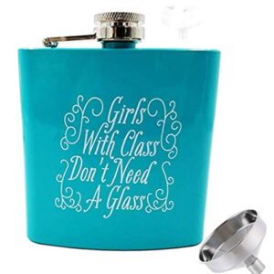 Liquor Flask Women Funny Leakproof - Premium Stainless Steel Hip Flask 6oz (Blue 6oz)