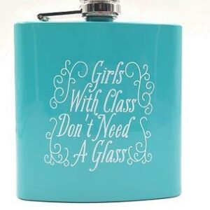 Liquor Flask Women Funny Leakproof - Premium Stainless Steel Hip Flask 6oz (Blue 6oz)