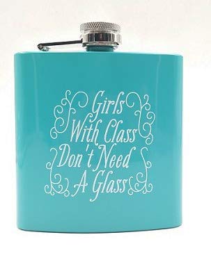 Liquor Flask Women Funny Leakproof - Premium Stainless Steel Hip Flask 6oz (Blue 6oz)