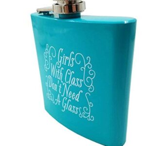 Liquor Flask Women Funny Leakproof - Premium Stainless Steel Hip Flask 6oz (Blue 6oz)