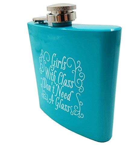 Liquor Flask Women Funny Leakproof - Premium Stainless Steel Hip Flask 6oz (Blue 6oz)