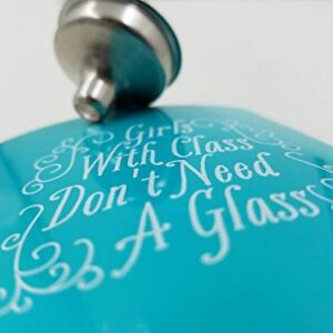 Liquor Flask Women Funny Leakproof - Premium Stainless Steel Hip Flask 6oz (Blue 6oz)