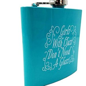 Liquor Flask Women Funny Leakproof - Premium Stainless Steel Hip Flask 6oz (Blue 6oz)