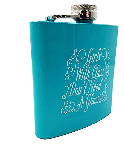 Liquor Flask Women Funny Leakproof - Premium Stainless Steel Hip Flask 6oz (Blue 6oz)