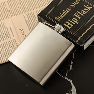 Hip Flask for Liquor 2PCS Silver Thin Flasks 6oz Stainless Steel Leakproof with 2 pcs Funnel for Gift, Camping, Wedding Party