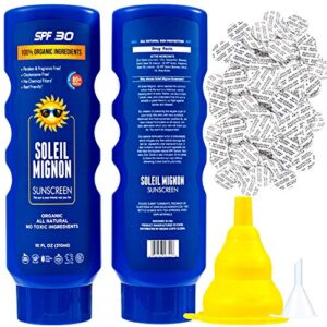 leakproof hidden flask – 2 secret sunscreen flasks for liquor – large 10oz empty alcohol containers & 100 foam seals & collapsible funnel | hard plastic booze smuggling bottle