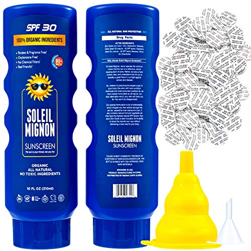 Leakproof Hidden Flask - 2 Secret Sunscreen Flasks For Liquor - Large 10oz Empty Alcohol Containers & 100 Foam Seals & Collapsible Funnel | Hard Plastic Booze Smuggling Bottle