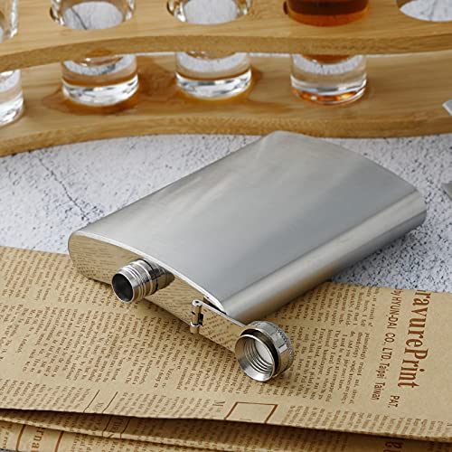 Hip Flasks for Liquor for Men Women 2 pcs 8Oz Silver Stainless Steel Flask with 2 pcs Funnels for Wedding Party Groomsman Bridesmaid Birthdays Gift