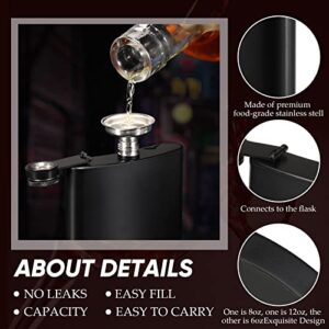 3 Pieces Stainless Steel Hip Flask Set Matte Black Flasks for Men Valentine Gifts Leakproof 6 oz 8 oz 12 oz Flask with 3 Pieces Funnel for Wedding Party