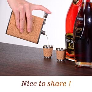 ULTRGEE Hip Flask, Leakproof Flasks [8oz] with 2 Cups & Funnel, Men’s Gift Flask for Whisky Liquor Spirits Adopted Stainless Steel & Cork PU Leather