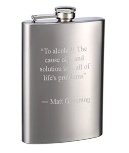 hip flask holding 8 oz – metallic grey, stainless steel, laser welded, leakproof, powdercoated rustproof finish