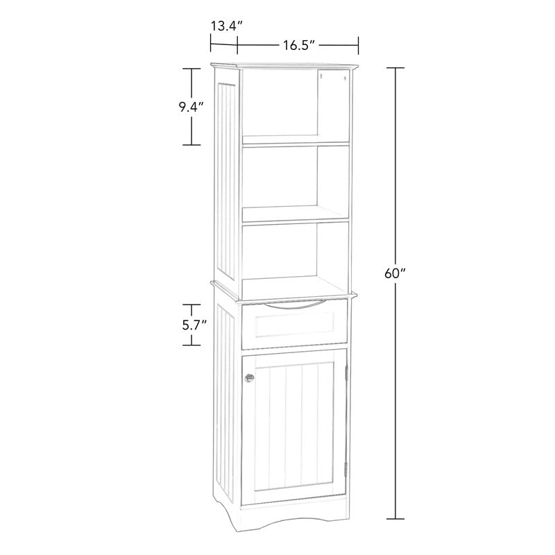 RiverRidge, Gray Ashland Bathroom Freestanding Storage Cabinet with Three Open Shelves and Drawer, Size