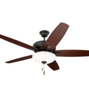 Ashland LED Ceiling Fan with Light Kit | 52 Inch Fixture with 5 Blades, Removable Glass Shade, and Pull Chain | Low Profile Hugger with Dual Mount Design and Downrod, Oil Rubbed Bronze