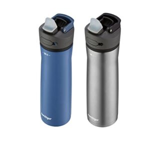 Contigo Ashland Chill 2.0 Stainless Steel Water Bottle with Autospout Lid, 24oz 2 Pack, Blue Corn & Steel