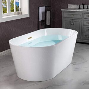 WOODBRIDGE 59" BTA1514-BG-Drain &O+ Pillow Bathtub, Brushed Gold