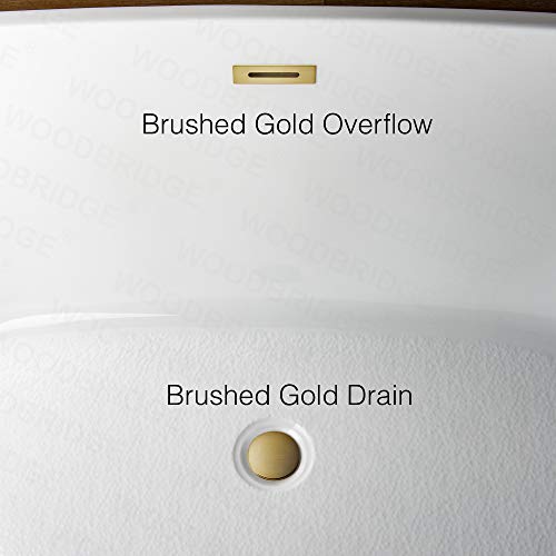 WOODBRIDGE 59" BTA1514-BG-Drain &O+ Pillow Bathtub, Brushed Gold