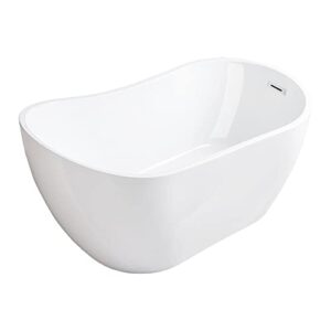 woodbridge bta1507-b/n-drain &o + pillow bathtub, 54“, brushed nickel