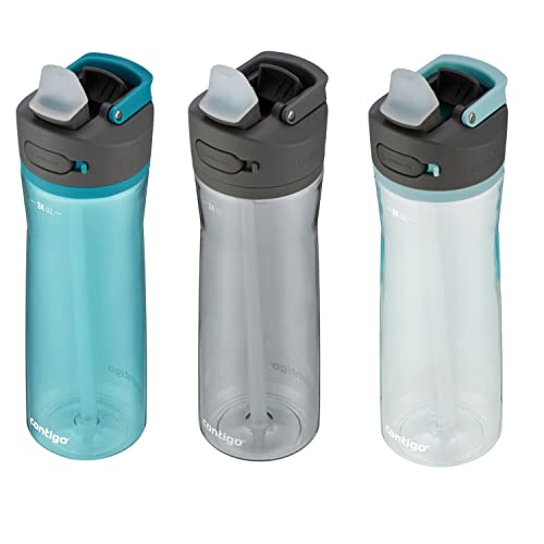 Contigo Ashland 2.0 Water Bottle with AUTOSPOUT Lid | Tritan Water Bottle, 24 oz, 3-Pack, Juniper & Sake & Bubble Tea & AUTOSEAL Water Bottle, 24oz, Licorice