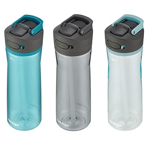 Contigo Ashland 2.0 Water Bottle with AUTOSPOUT Lid | Tritan Water Bottle, 24 oz, 3-Pack, Juniper & Sake & Bubble Tea & AUTOSEAL Water Bottle, 24oz, Licorice