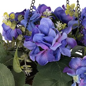 MICHAELS 28”; Blue Hydrangea Hanging Basket by Ashland®