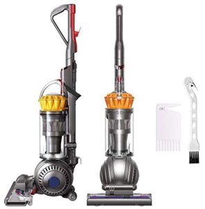 dyson ball multi floor, upright vacuum cleaner, powerful suction, hepa filter, self adjusting cleaner head, instant release wand, bagless, width cleaning path, iron/yellow, bundle w/gm cleaning brush