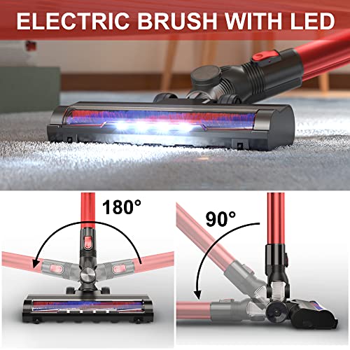 PRETTYCARE Cordless Vacuum Cleaner, 180W Powerful Suction Stick Vacuum with 35min Long Runtime Detachable Battery, 4 in 1 Lightweight Quiet Vacuum Cleaner Perfect for Hardwood Floor Pet Hair