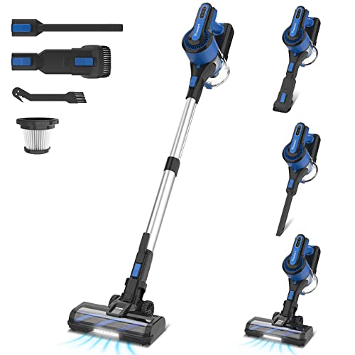 POWEART Cordless Vacuum Cleaner, 26Kpa Powerful Cordless Stick Vacuum with 350W Motor, 6-in-1 Lightweight Battery Vacuum Up to 45mins Runtime, Self-Standing Vacuum for Pet Hair Hardfloor Carpet Home