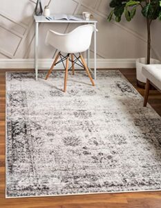 unique loom sofia collection area rug – casino (5′ 1″ x 8′, gray/ beige)