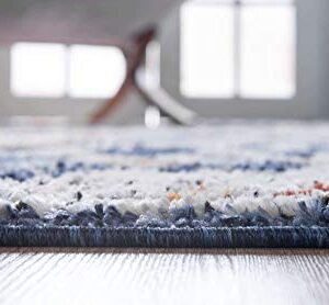 Unique Loom Morocco Collection Abstract Border, Diamond, Bohemian Area Rug (9' 0 x 12' 0 Rectangular, Multi/ Blue)