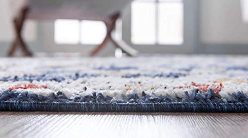 Unique Loom Morocco Collection Abstract Border, Diamond, Bohemian Area Rug (9' 0 x 12' 0 Rectangular, Multi/ Blue)