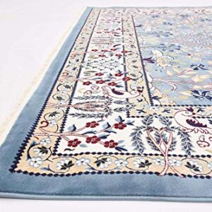 Unique Loom Narenj Collection Classic Traditional Textured Hunting Design Area Rug, 8 ft x 10 ft, Blue/Tan