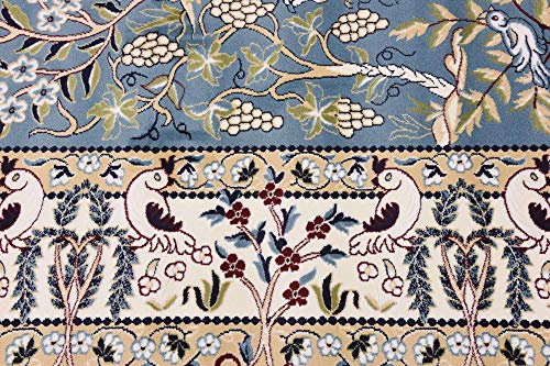 Unique Loom Narenj Collection Classic Traditional Textured Hunting Design Area Rug, 8 ft x 10 ft, Blue/Tan