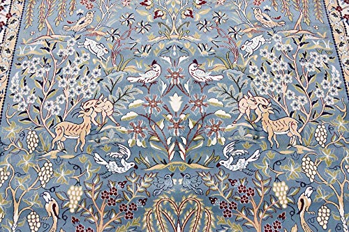 Unique Loom Narenj Collection Classic Traditional Textured Hunting Design Area Rug, 8 ft x 10 ft, Blue/Tan