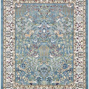 Unique Loom Narenj Collection Classic Traditional Textured Hunting Design Area Rug, 8 ft x 10 ft, Blue/Tan