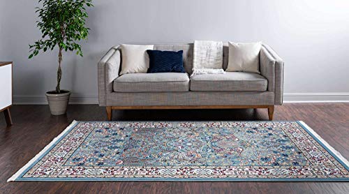 Unique Loom Narenj Collection Classic Traditional Textured Hunting Design Area Rug, 8 ft x 10 ft, Blue/Tan