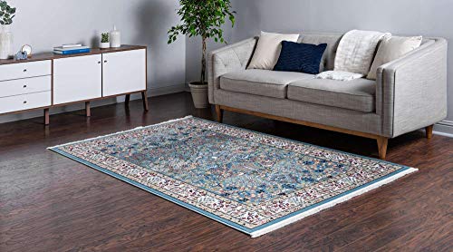 Unique Loom Narenj Collection Classic Traditional Textured Hunting Design Area Rug, 8 ft x 10 ft, Blue/Tan