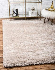 unique loom opulence shag collection plush, lustrous, solid, modern area rug, 9′ 0″ x 12′ 0″, blonde