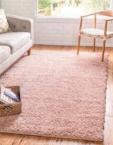 unique loom davos shag collection modern luxuriously soft & cozy shag area rug (5′ 0 x 8′ 0 rectangular, dusty rose)