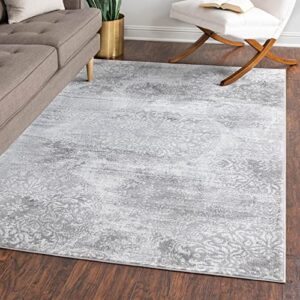 unique loom sofia collection area rug – grand (8′ x 10′, light gray/ ivory)