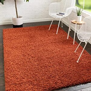 Unique Loom Solid Shag Collection Area Rug (4' 1" x 6' 1", Terracotta)