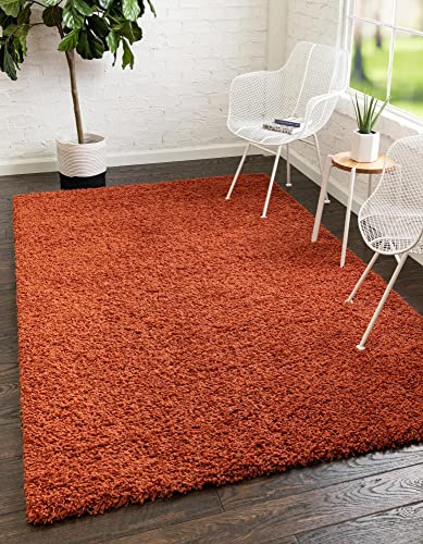 Unique Loom Solid Shag Collection Area Rug (4' 1" x 6' 1", Terracotta)