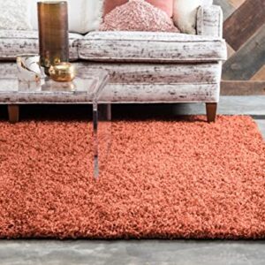 Unique Loom Solid Shag Collection Area Rug (4' 1" x 6' 1", Terracotta)