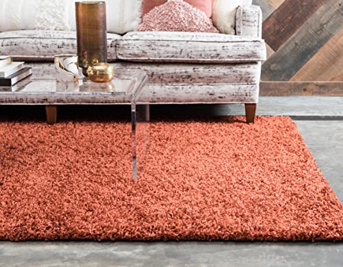 Unique Loom Solid Shag Collection Area Rug (4' 1" x 6' 1", Terracotta)