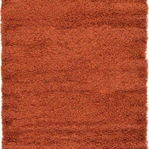 Unique Loom Solid Shag Collection Area Rug (4' 1" x 6' 1", Terracotta)