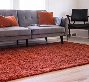 Unique Loom Solid Shag Collection Area Rug (4' 1" x 6' 1", Terracotta)