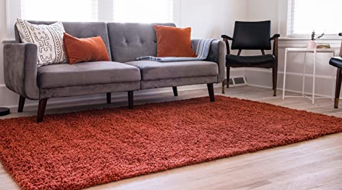 Unique Loom Solid Shag Collection Area Rug (4' 1" x 6' 1", Terracotta)